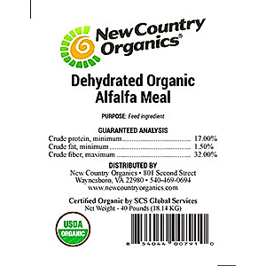 New Country Organics | Alfalfa Meal | Certified Organic and Non-GMO | Feed Grade | 50 lbs