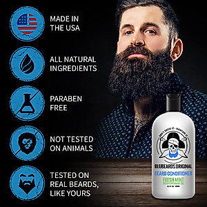 Bluebeards Original Fresh Mint Beard Conditioner for Men, 8.5 oz. - Beard Softener Infused with Peppermint Oil to Deeply Condition, Soften, and Moisturize Your Beard and Skin Underneath - Made in USA
