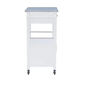 White Linon Storage Cart On Wheels With Granite Top. Great For Small Kitchens!!