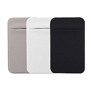 Kbinter Slim Credit Card Holder for Back of Cell Phone, Stretchy Ultra Lycra 3M Self Adhesive Phone Pocket Stick On Wallet for ID Credit Card Pocket for iPhone Android Galaxy (Gray+White+Black)