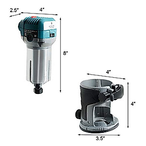 Goplus Wood Router with Fixed Base, 6.5-Amp 1.25 HP Compact Router with 1/4" & 3/8" Collets, Variable Speed Palm Router for Woodworking and Furniture Manufacturing