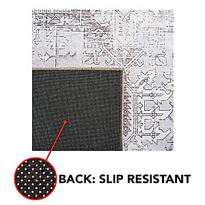 SAFAVIEH Tucson Collection Runner Rug - 2'6" x 12', Beige & Grey, Persian Design, Non-Shedding Machine Washable & Slip Resistant Ideal for High Traffic Areas in Living Room, Bedroom (TSN102B)