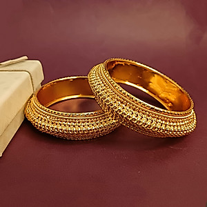 Efulgenz Indian Bangles Gold Tone Indian Bangles for Women Indian Style Bollywood Traditional Wedding Bridal Bracelet Bangle Set Jewelry