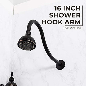 Shower Head Extension Arm by JS Jackson Supplies, 16 inch Assembled Length, High Arc Long Extender Pipe, Great for Rain Fall Showerhead, Oil Rubbed Bronze Finish