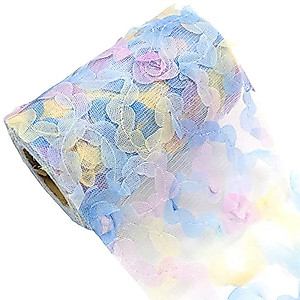 Yuanchuan Flower Tulle Rolls 4.7 inch x 10 Yards (30 feet) Blue for Table Runner Chair Sash Bow Pet Tutu Skirt Sewing Crafting Fabric Wedding Unicorn Halloween Party Gift Ribbon(Gradient Blue)