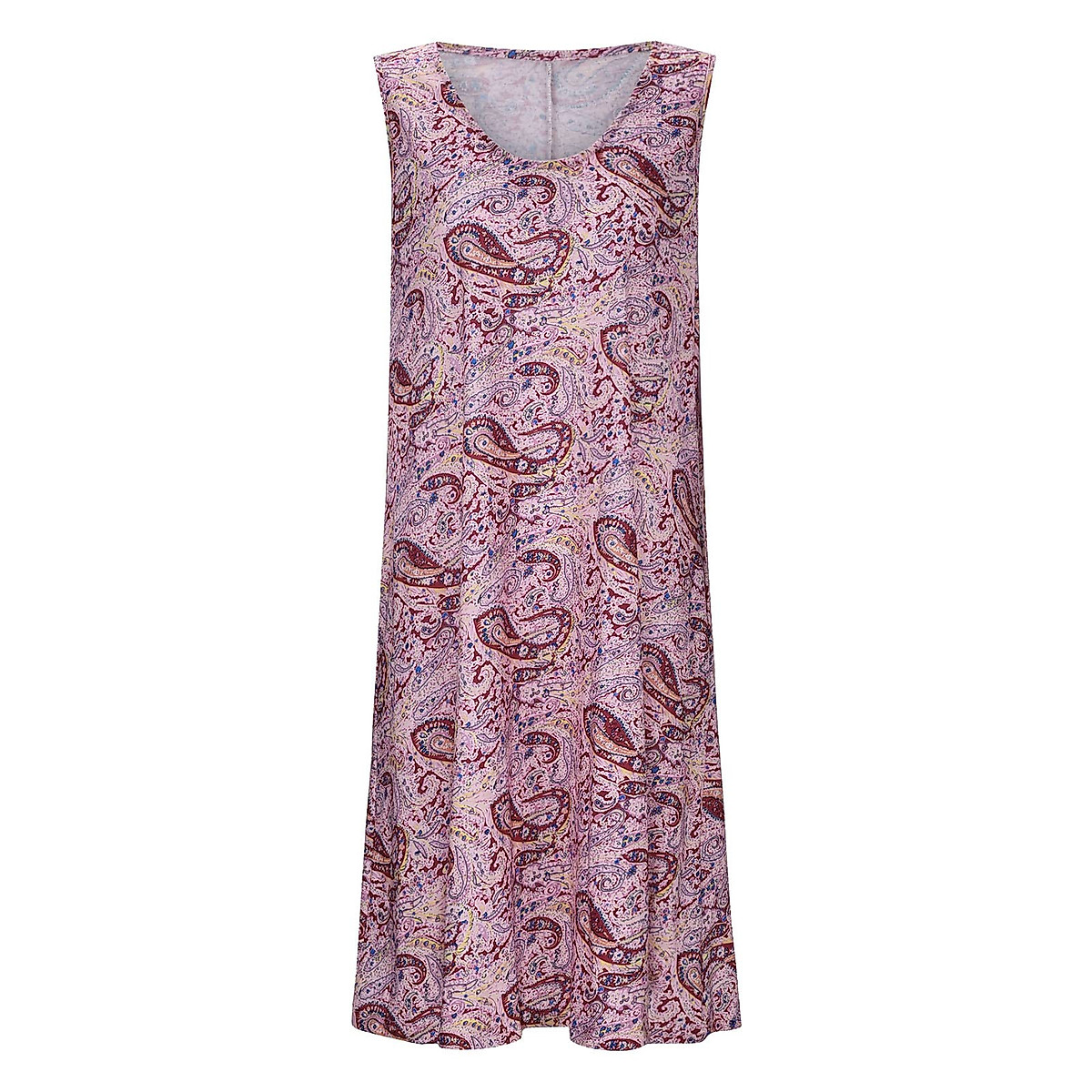 Office Dresses for Women for Work Women Plus Size Boho Casual Printed U Neck Sleeveless Tank Dress Pink