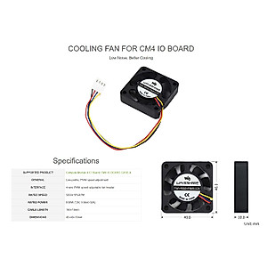 Waveshare Dedicated Cooling Fan for Compute Module 4 IO Board PWM Speed Adjustment