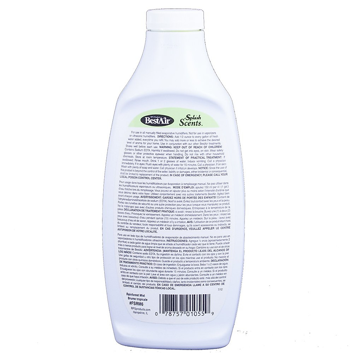 BestAir FSRM-PDQ-6 Splash Scents Humidifier Scent & Water Treatment, Rainforest Mist, 16 fl oz, 6 Pack