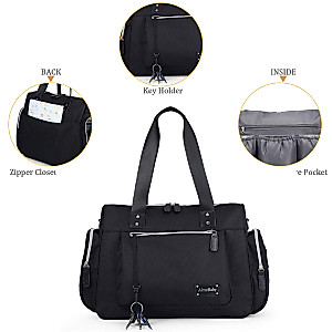 Diaper Tote Bag Diaper Bag,Travel Diaper Carry Bag, Baby Nappy Diaper Bag for Mom Grils Unisex Maternit. Multi Pocket, Tote Bag Beach Bag Travel Handbag Canva Large(Black)