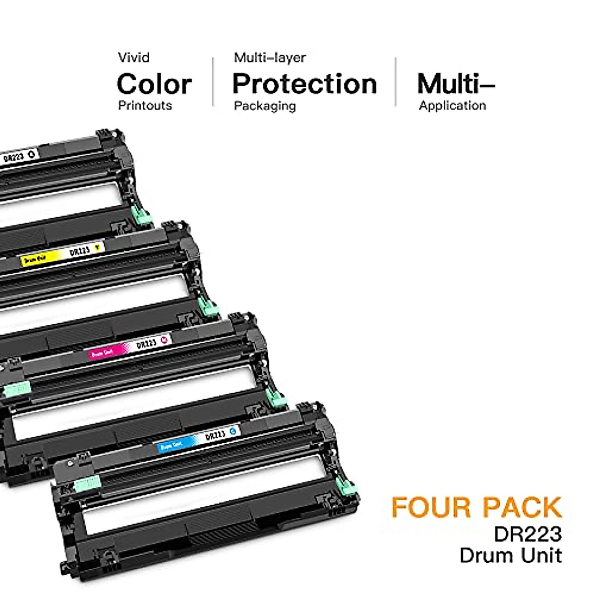E-Z Ink (TM) Compatible Drum Unit Replacement for Brother DR223CL DR223 DR-223 Compatible with MFC-L3770CDW MFC-L3750CDW HL-L3230CDW HL-L3290CDW HL-L3210CW (Black, Cyan, Magenta, Yellow, 4 Pack)