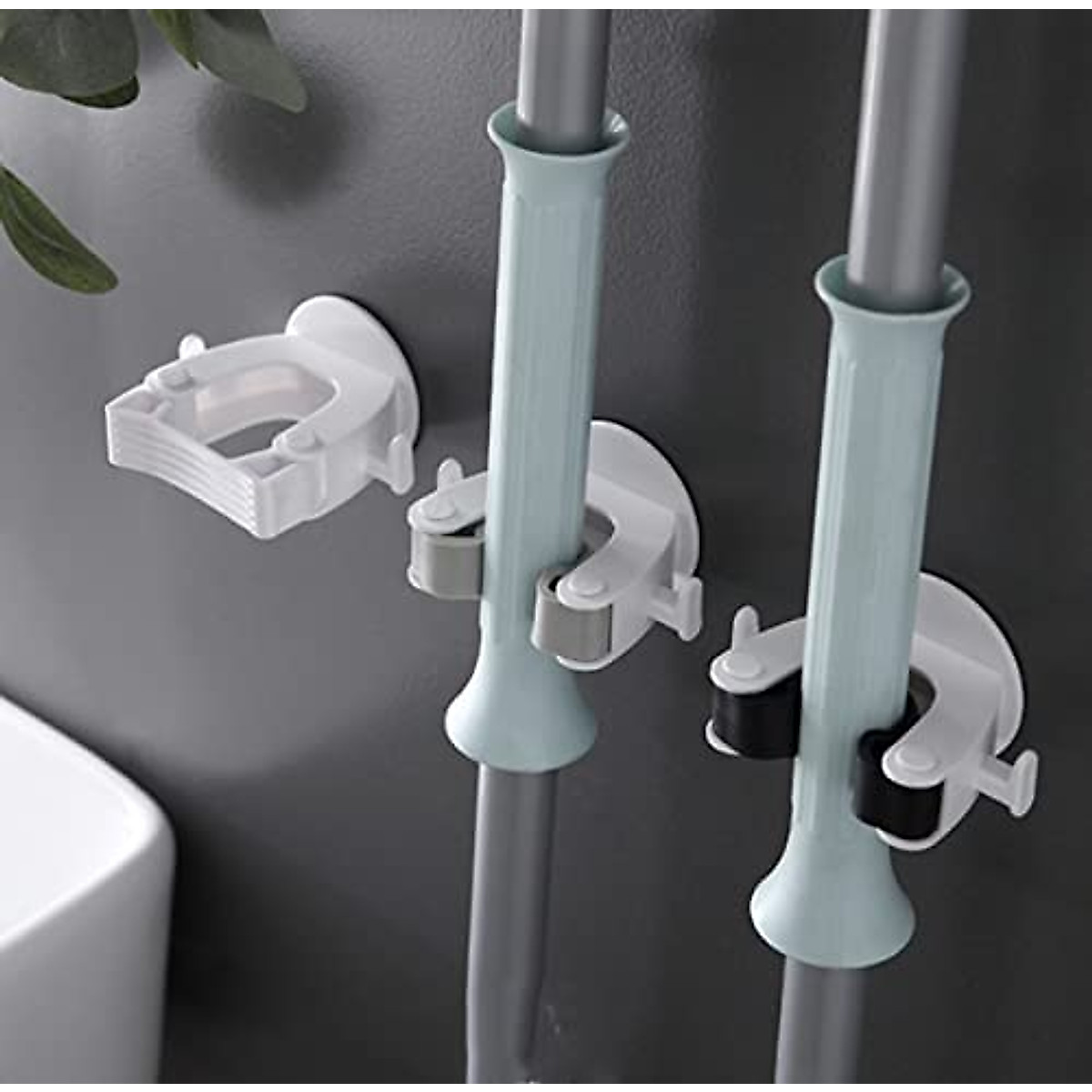 Little Dreams Products Wall Mounted Commercial Organizer Storage Holder for Garden Tools, Kitchen, Garage, Laundry, Mop Handles Broom Holder Set of 4