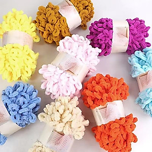 2 Balls Puffy Loop Finger Yarn Wool Hand Braid Rope Knitting Thick Velvet Rainbow Yarn (Color : Color 5)