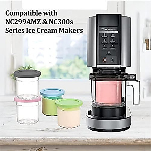 4 PCS Ice Cream Pints Containers and Lids for Ninja Creami, Ice Cream Storage Containers Compatible with NC301 NC300 NC299 Series Creami Ice Cream Makers