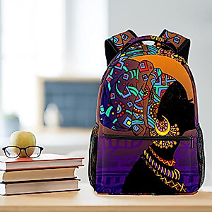 School Backpack Travel Backpack,Boy Girl Backpack,African woman ethnic style,Outdoor Sports Rucksack Casual Daypack