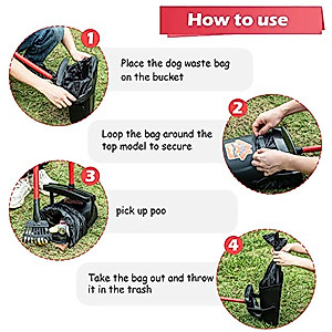 HUZSV Pooper Scooper Large Swivel Bin & Rake for Large & Small Dogs Non-Breakable Dog Poop Scooper with 20 Waste Bags Easy to Clean Pet Waste Use on Grass, Dirt or Gravel - Pet Supplies