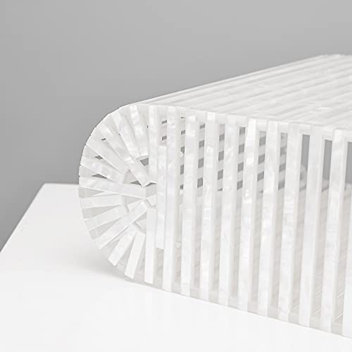 sorozien Women Acrylic Handbag Clutch Beach Bag Handmade Tote Ark Bag Top Handle Bags Fashion Party Clutch Purse (Pearlescent White)