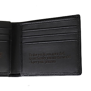 Custom Wallets For Men, Personalized Gifts For Men, Personalized Wallet For Men, Customized Engraved Full Grain Leather with RFID Blocking, Custom Gifts, Customized Wallets For Fathers Day (Black)