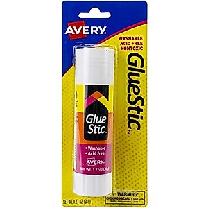 Avery Glue Stick White, 1.27 oz., Washable, Nontoxic, Permanent Glue, 1 Glue Stic (00191)