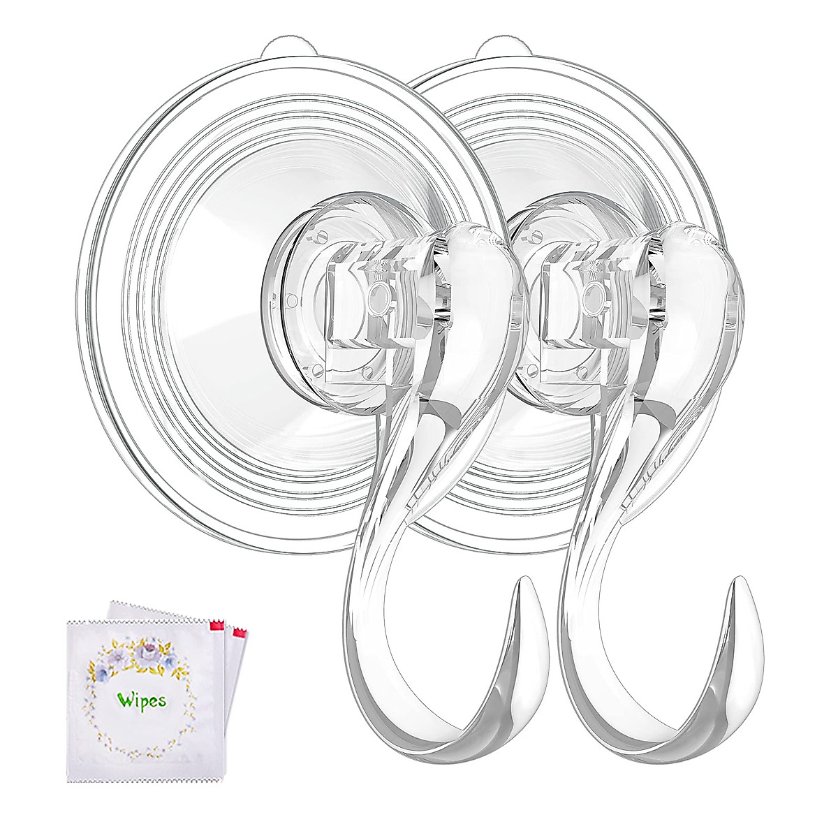 VIS'V Wreath Hanger, Large Clear Heavy Duty Suction Cup Wreath Hooks with Wipes 22 LB Removable Strong Window Glass Door Suction Cup Wreath Holder for Halloween Christmas Wreath Decorations - 2 Pcs