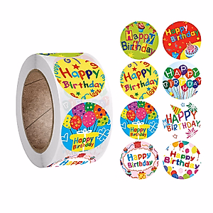 Pink Forest Happy Birthday Stickers ,Celebrate Birthday Pattern Round Decorative Sealing Stickers Labels for Adults Kids Birthday Party Home Classroom Decorations