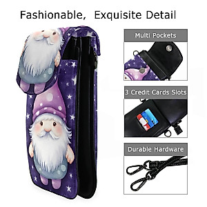 Cute Gnomes Crossbody Phone Purse Small Mini shoulder Bag Cell Phone Pouch Leather Wallet for Women Girls