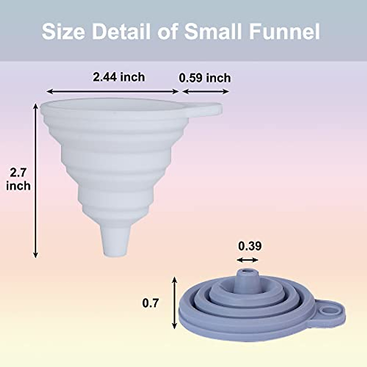 KongNai Funnels for Kitchen Use Set of 4, Silicone Collapsible Funnels for Filling Bottles, Food Grade Funnel for Liquid Powder Transfer, Foldable Kitchen Utensils, BPA Free