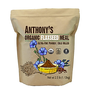 Anthony's Organic Flaxseed Meal, 2.5 lb, Gluten Free, Ground Ultra Fine Powder, Cold Milled, Keto Friendly