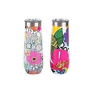 French Bull 9oz Sleek Wine Tumbler with Lid 2 Piece Gift Set, Double Wall Vacuum Insulated Stainless Steel Wine Glasses, Keep Drinks Cold For Hours, Stemless Portable Wine Glass - Delight/Oasis