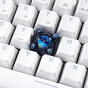 OceanKey Artisan Keycaps for DIY Replacement and Gaming, Handmade Resin Keycaps Blue Aries, Resin Keycaps for Switch Gaming, Cherry MX Mechanical Keyboards (Blue)