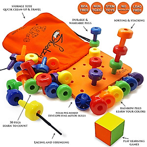 Skoolzy Montessori Toys for Toddlers - Shape Eggs and Counting Stacking Peg Board Toys