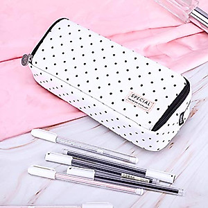 iSuperb Large Capacity Pencil Case Big 3 Compartments Pencil Pouch Canvas Pen Bag Zipper Stationery Storage Makeup Cosmetic Bags for Women Men
