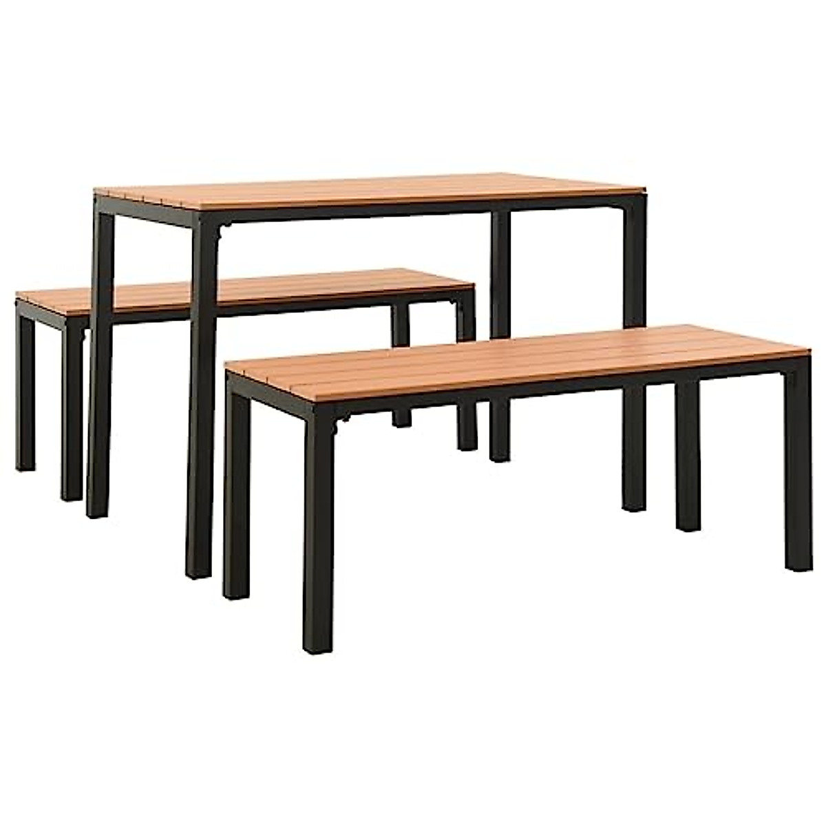 TCSGURK Modern Outdoor Patio Furniture Set, Dining Chairs and Table Set, Steel and WPC (Color : Brown, Size : 43.3" x 23" x 29.7")