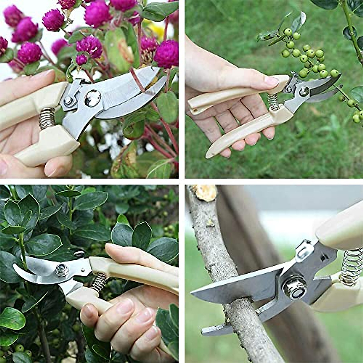 BUGUI Bypass Garden Pruning Shears - 2 Pack, Ultra Lightweight Hand Pruners Make Cut Smooth & Clean, Professional Gardening Scissors for Cutting Live Flowers, Plants, Light Branches.