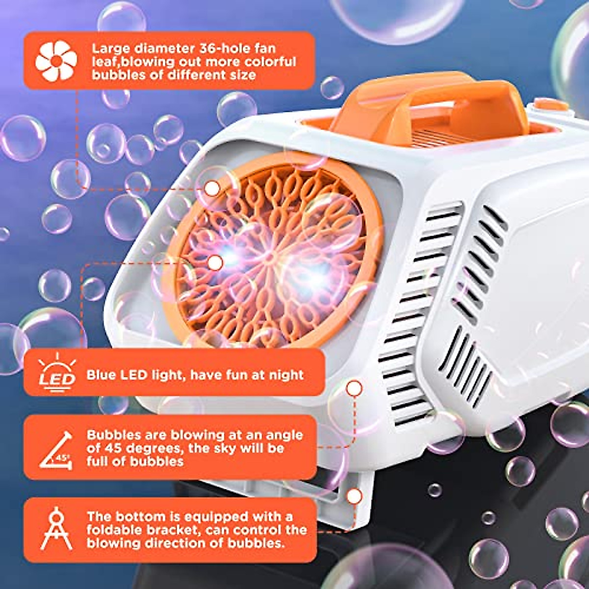 OSIMILY Bubble Machine, Automatic Bubble Blower, 20000+ Bubbles Per Minute Bubbles Toy for Toddlers Battery Operated Bubble Machine Bubble Toys for Indoor Outdoor Birthday Party(White)