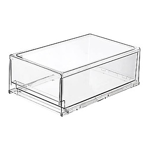 HOMEREFROM Stackable Organizer Drawer, Clear Plastic Storage Box, Pull-Out Bin, Home, Office, Closet & Shoe Organization, BPA-Free, Food/Fridge/Freezer Safe (Clear)
