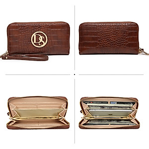 Dasein Women Handbags Top Handle Satchel Purse Shoulder Bag Hobo Bag Work Bag Set 2pcs (Croco Coffee)