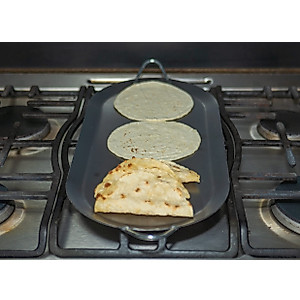 Comal Para Tortillas Grandes Para Estufas for Tortillas y Quesadilla Carbon Steel Heavy Duty Metal Handle (10 Inch)