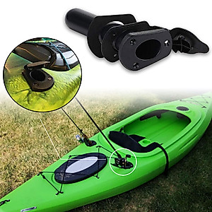 Kayak Flush Mount Fishing Boat Rod Holder with Cap - Plastic Fishing Tackle Accessory Tool for Kayak Boat Canoe Pole