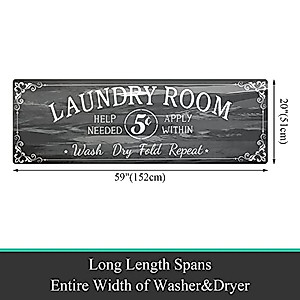 Pauwer Laundry Room Rug Runner 20"x59"Non Slip Waterproof Washing Machine Room Farmhouse Laundry Rugs and Mats for Washroom, Bathroom, Kitchen Decor (20"x59", Dark Grey)
