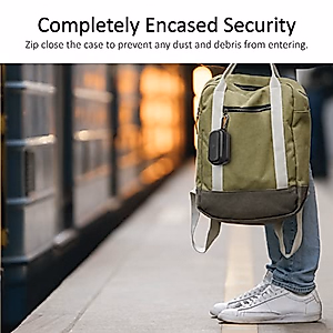 iLuv Protection Wireless Earphone Case with Accessory Storage Pocket, Carabiner Clip, Sturdy Zipper; Compatible with Apple Airpods, Samsung Buds, Beats Studio Buds & Most Wireless Earphones; Small