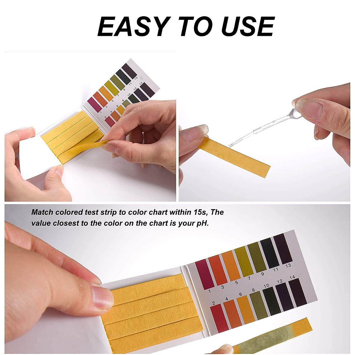 Heyiarbeit pH.1-14 Test Paper, 4 Packs of 320 Strips Litmus Test Paper, Test pH for Saliva Urine Water Soil Testing Lab Monitoring