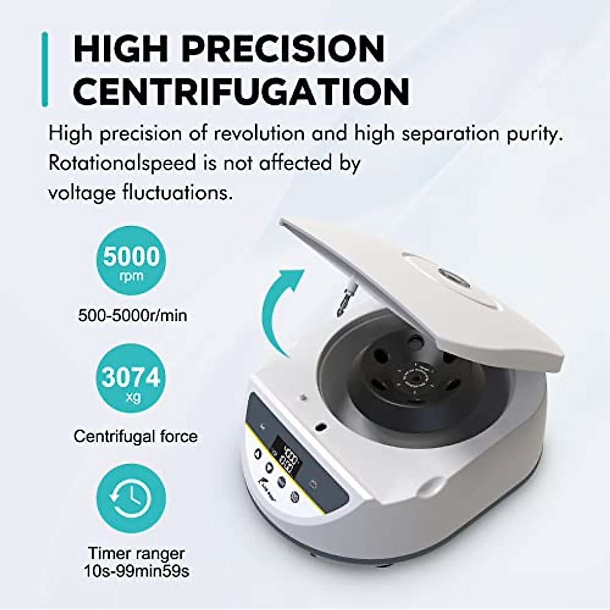 LAB FISH PRP Lab Benchtop Centrifuge Machine 6 x 2ml/5ml/10ml/15ml Capacity Test Tubes,Low Speed 500-5000r/min,Max 3074xg RCF