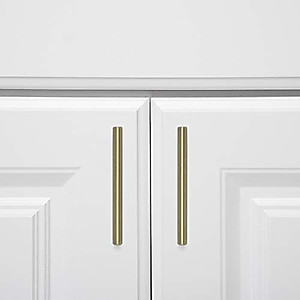 Amazon Basics Euro Bar Cabinet Handle (1/2-inch Diameter), 5.38-inch Length (3-inch Hole Center), Golden Champagne, 25-pack