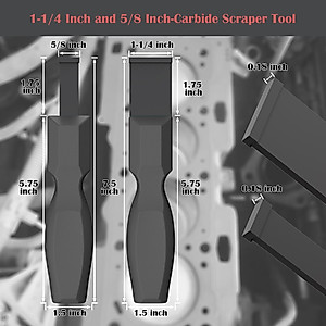 Carbide Scraper, Super Carbide Gasket Scraper for Metal and Automotive, 1-1/4 Inch and 5/8 Inch Carbide Scraper Set (Grey 2-Piece)