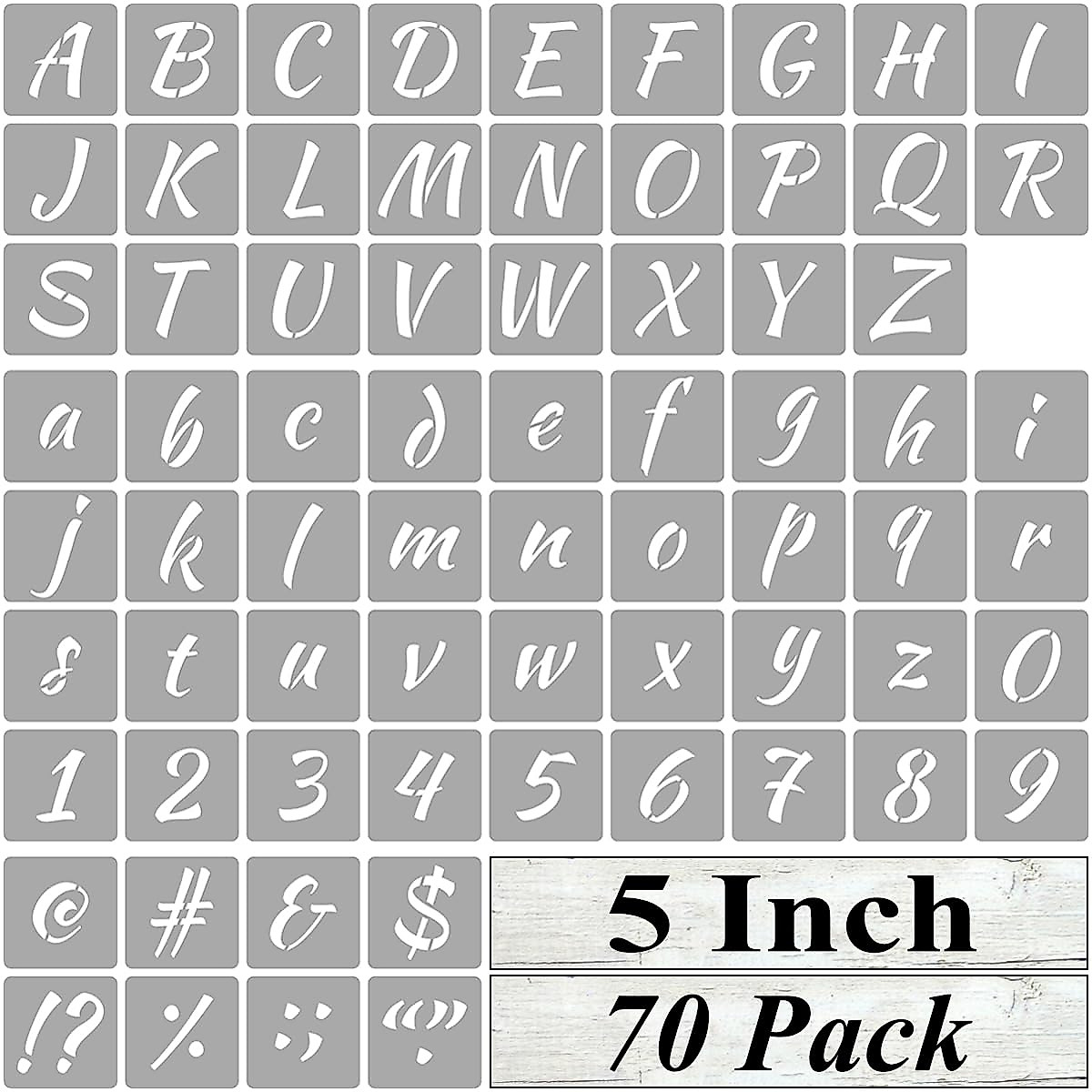 5 Inch Alphabet Letter Stencils for Painting - 70 Pack Letter and Number Stencil Templates with Signs for Painting on Wood, Reusable Numbers and Letters Stencils for Chalkboard Wood Signs & Wall Art