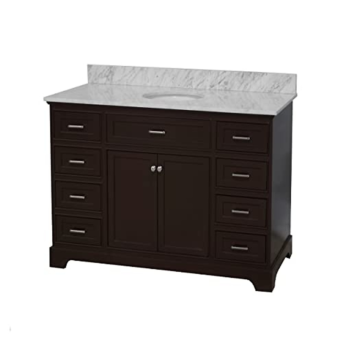 Kitchen Bath Collection Aria 60-inch Single Bathroom Vanity (Chocolate/Carrara): Includes Chocolate Cabinet with Authentic Italian Carrara Marble Countertop and White Ceramic Sink