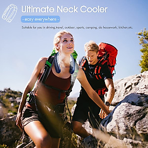 Jawhock Cooling Neck Fan, 3 Speeds Portable Neck Fan With 2 Cooling Plate, 4000 mAh Rechargeable Battery Powered Personal Bladeless Fan for Men Women-Blue