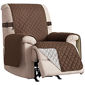 RHF Oversized Recliner Chair Covers for Reclining Chair Reversible Recliner Cover for Large Recliner Quilted Sofa Slipcover Furniture Protector for Dogs (30'' Recliner-Oversized: Chocolate/Beige)