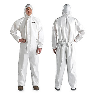 YIBER Hazmat Suit Disposable Coverall | Heavy Duty Full Body Paint Coverall & Suit in 7 Sizes with Multiple Specifications for Men & Women Without Hood - Breathable & Water Resistant