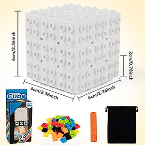 D-FantiX Building Brick Blocks 3x3x3 Speed Cube Toy, Build-On Brick 3D Magic Cube, Handheld Brain Teaser Puzzles Gift Ideas, Puzzle Building Cube Game for Kids Adults (Included Brick Separator)